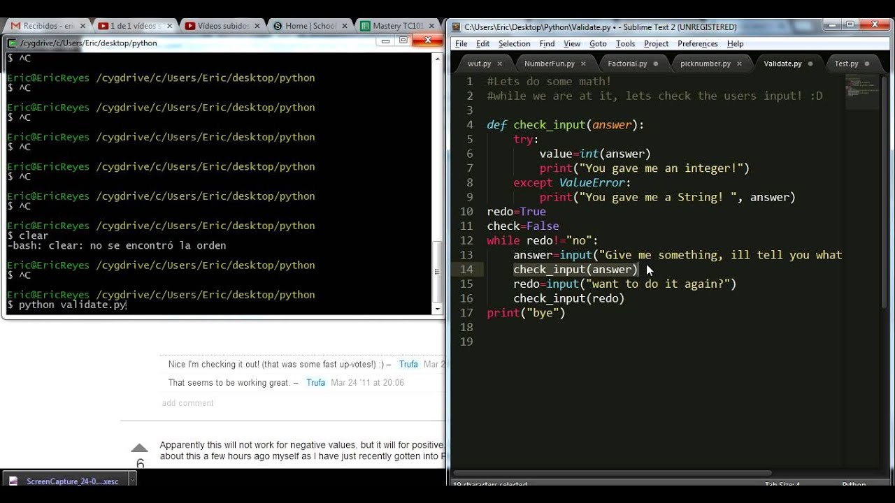Validate Users input in Python3