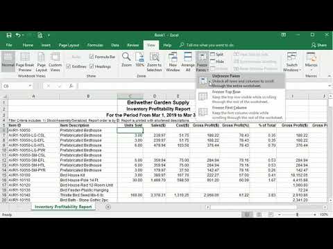 Using Freeze Panes to Keep Row/Column Headings Visible in Excel