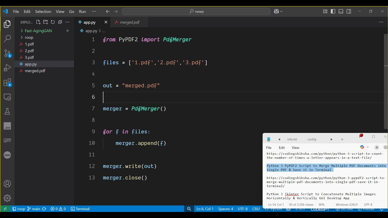 Python 3 PyPDF2 Script to Merge Multiple PDF Documents into Single PDF & Save it in Terminal