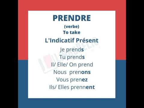 French verb "Prendre" and its conjugation in Present tense