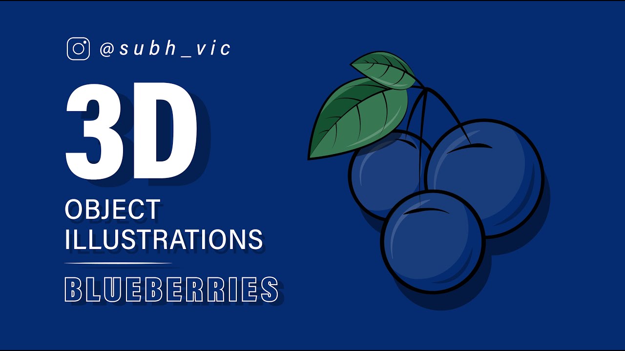 3D Object Illustration | Adobe Illustrator 2019 | Blueberries