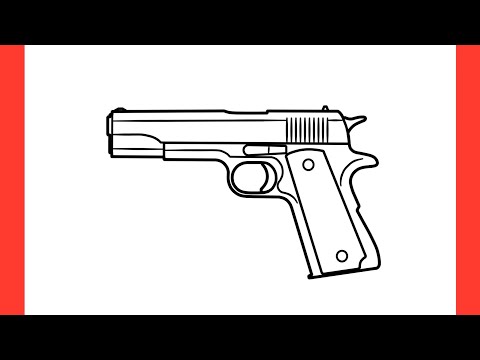 How to draw a COLT 1911 pistol step by step / drawing colt m1911 gun easy