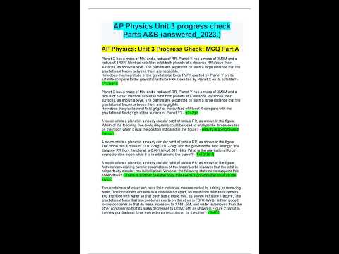 AP PHYSICS UNIT 3 PROGRESS CHECK PARTS A EN B ANSWERED 2023 pdf