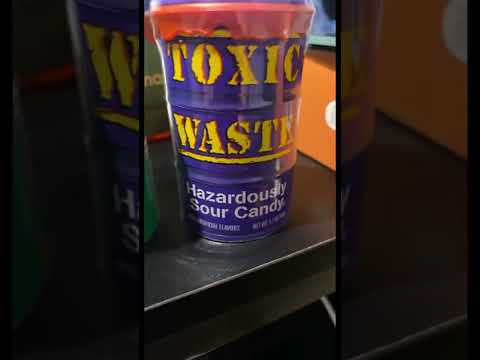 Trying some toxic waste sour candy￼!! Check out our reactions #toxic #sourcandychallenge #subscribe