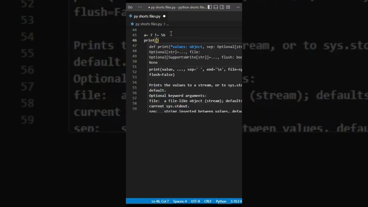 Not Equal To | Comparison Operators | #python #pythonforbeginners  #learnpython #shorts