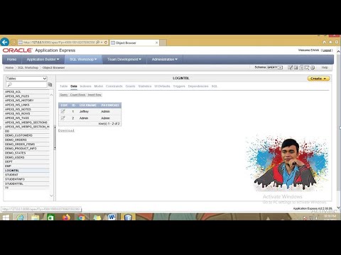How to create table using object browser in oracle database XE 11.2