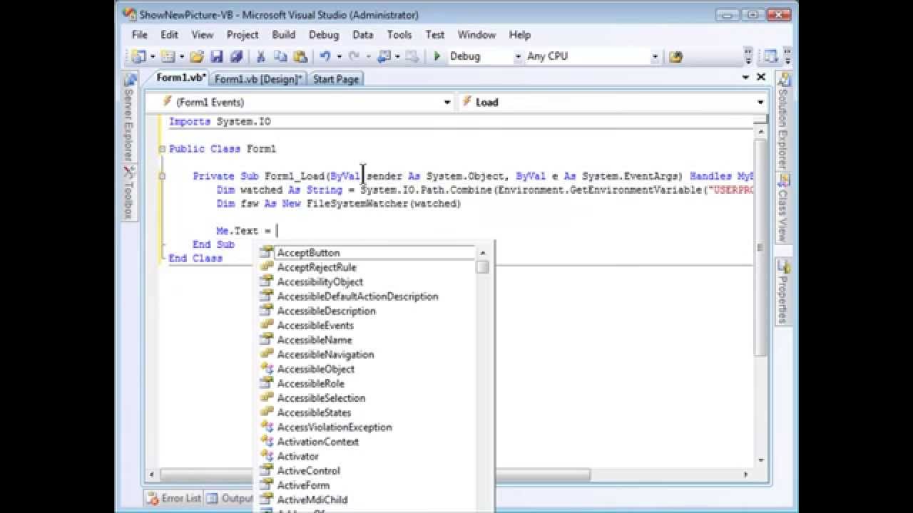 Using FileSystemWatcher in VisualBasic.NET