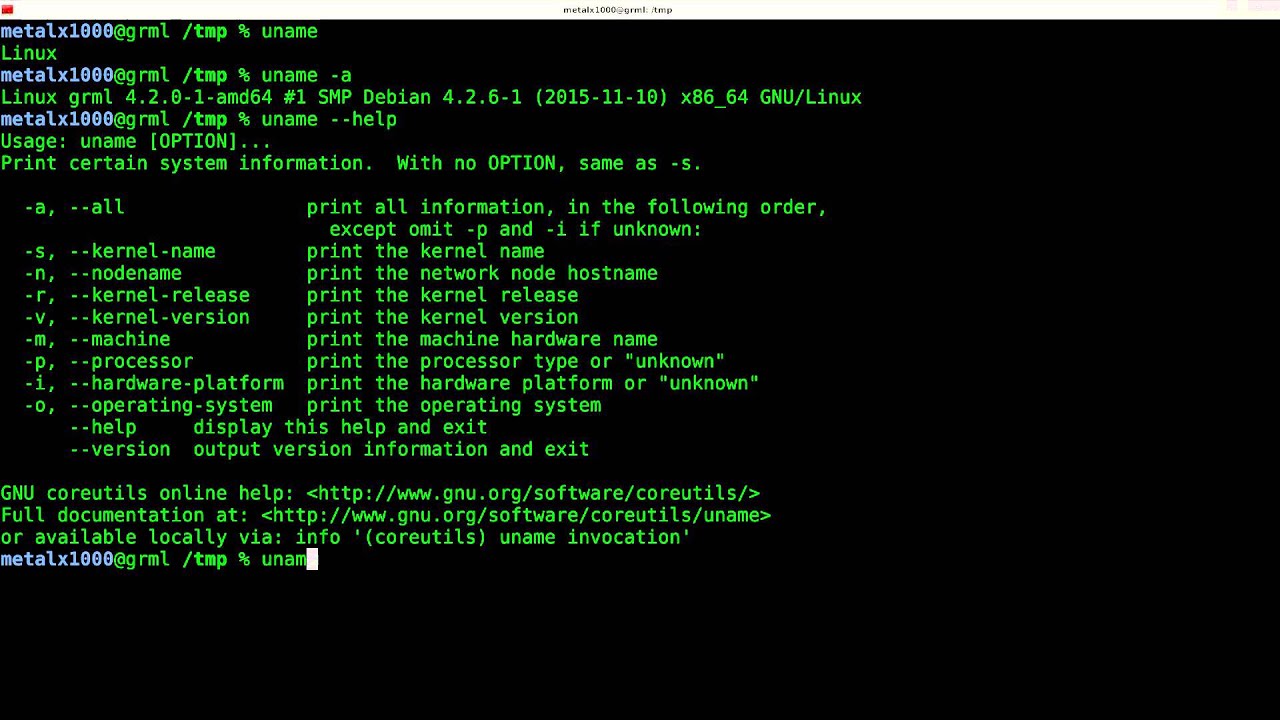 The Uname Command for System Info Linux Shell Script Tutorial