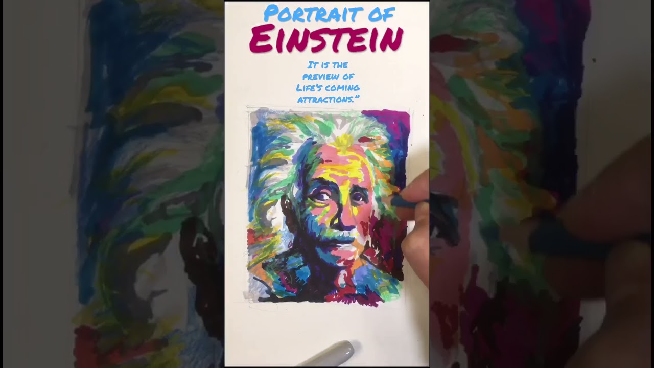 Color Portrait of Albert Einstein-Inspirational Quotes that inspire you to look and listen ✍️🎨🎶😲