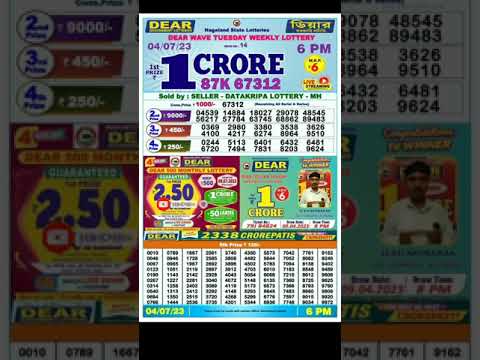 #Nagaland lottery result today 6pm 04.07.2023 #Dear #lottery result