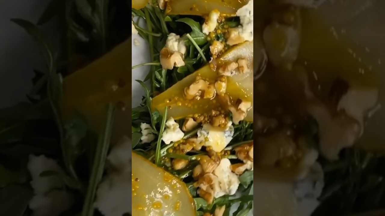 Salad with Caramelized Pear, Arugula, Blue Cheese, and Nuts