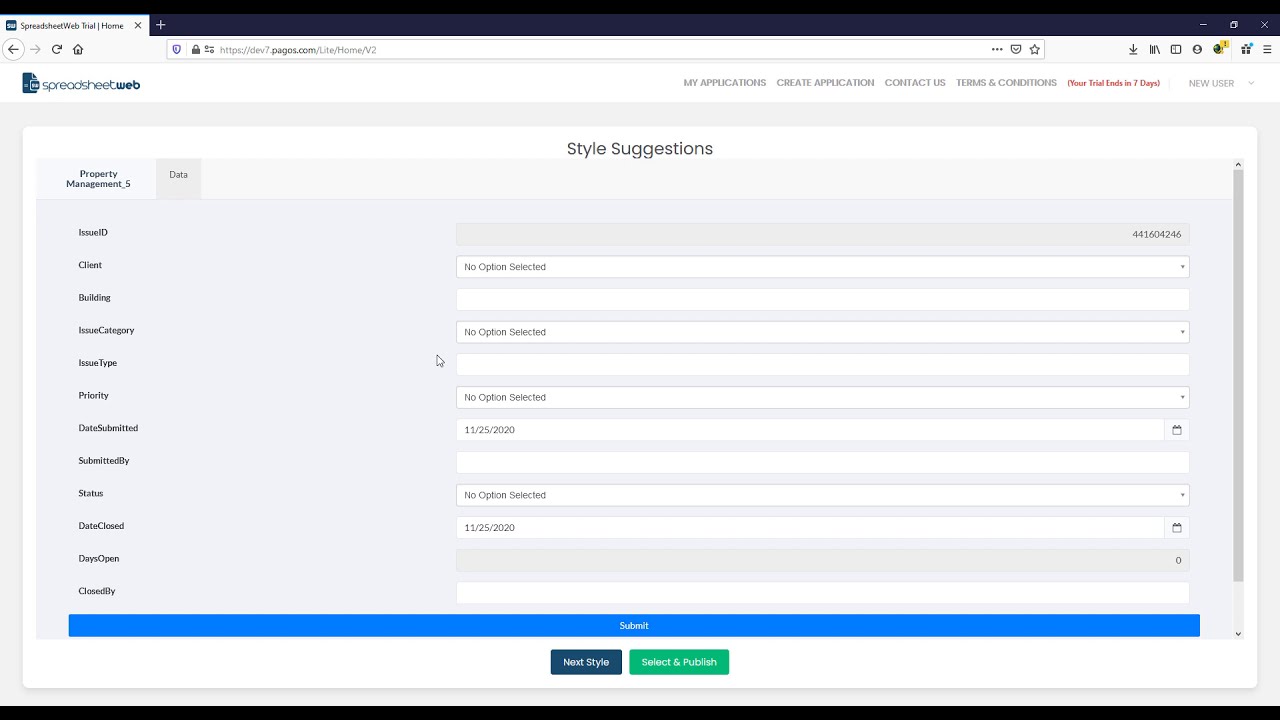 Applying a Style to Your SpreadsheetWeb Application