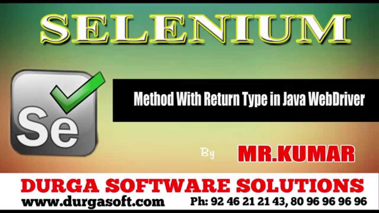 Selenium - Method With Return Type in Java WebDriver