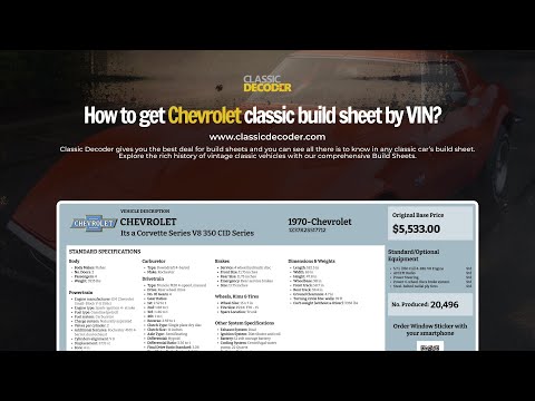 EASY WAY TO GET YOUR CLASSIC CHEVROLET BUILD SHEET BY 13 DIGIT VIN LOOKUP | CLASSIC VIN DECODER