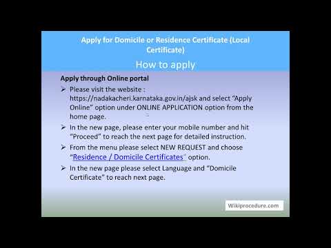 Karnataka - Online Domicile Or Residence Certificate (Local Certificate)