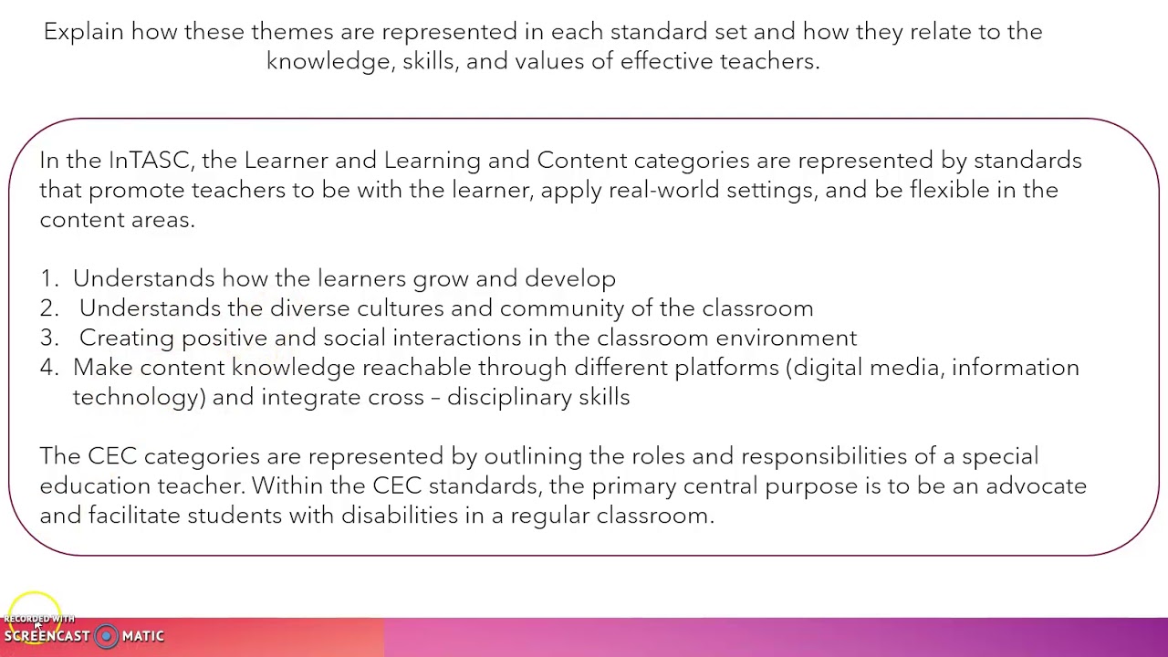 InTASC and CEC standards