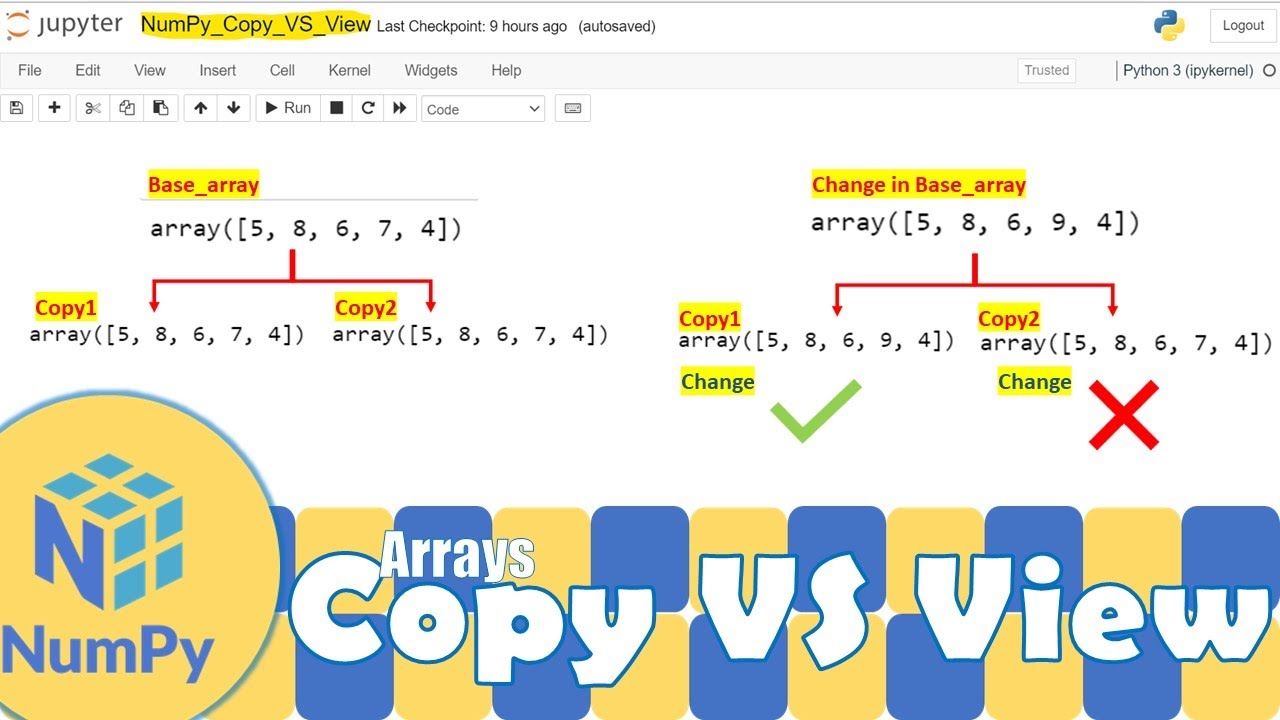 Python NumPy|NumPy Arrays Copy VS View | Python for Beginners | Learnerea