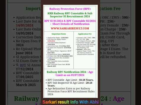 RPF Constable Exam Date 2025 #sarkariresult