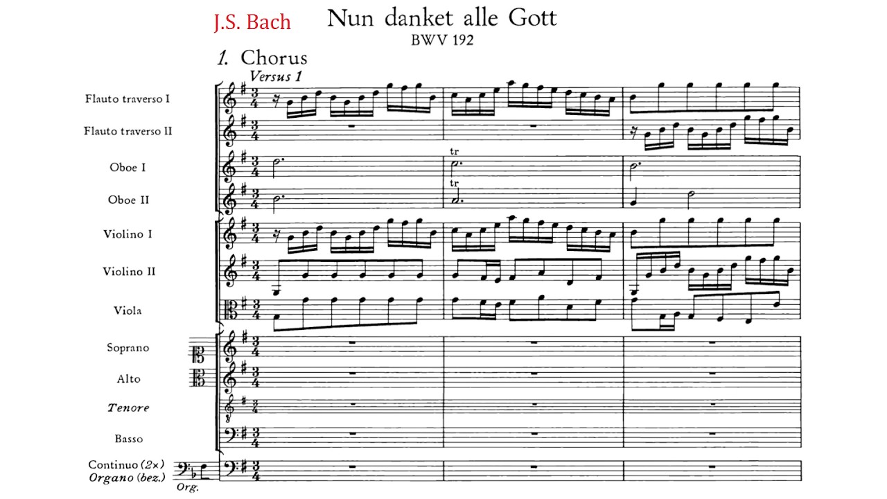 J.S. Bach: Nun danket alle Gott, BWV 192 {Score video}