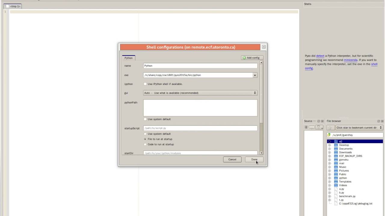 Setting up Python 3 in Pyzo on ecf