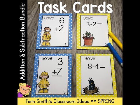 Spring Addition and Subtraction Task Cards Bundle