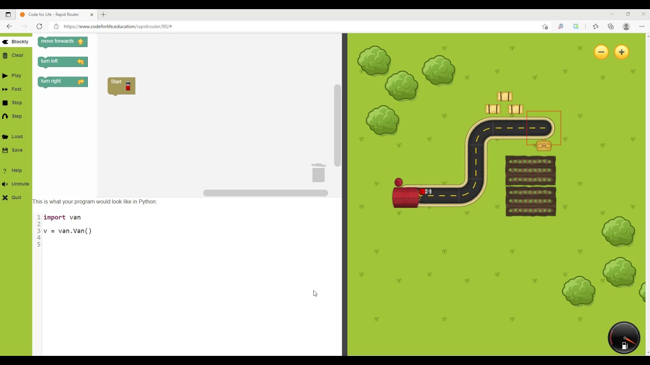 Introduction to Python Level 80 | Basic Programming in Tamil | Code for Life Rapid Router