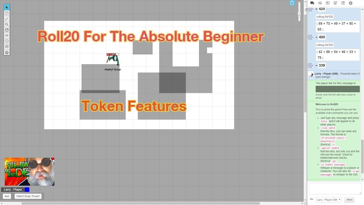 Roll20 For The Absolute Beginner: Episode 8 Token Features