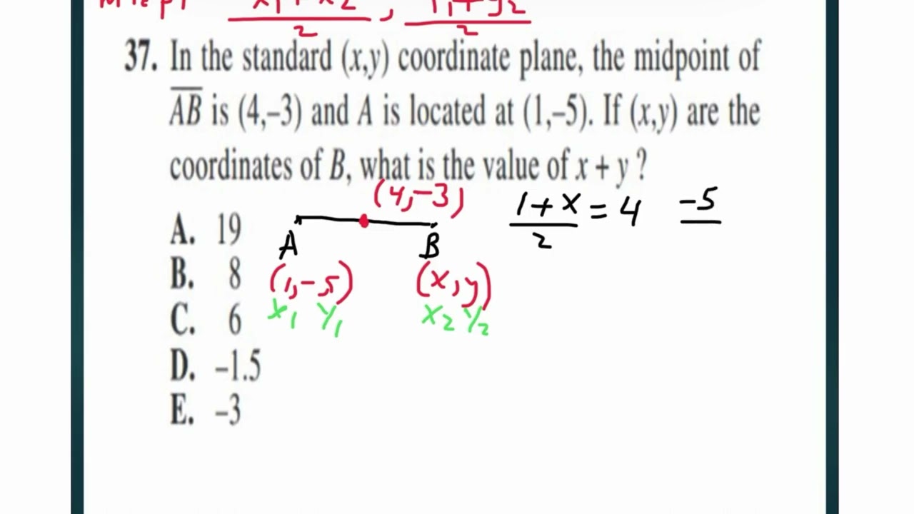 ACT Math Prep Video 32 - Midpoint Formula