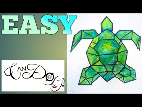 How To Draw Geometric ANIMALS| Step by Step | Easy Turtle Drawing|Geometric Turtle Drawing|easy Art