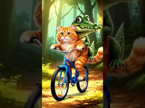 Ai animated cat funny video with Crocodile #funny #cat #comedy #petethecat #catlaughs #catblogger
