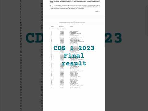 CDS 1 2023 final result || upsc CDS result