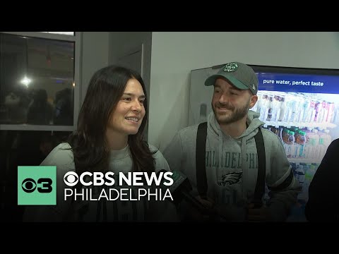 Eagles fans flock to Philadelphia International Airport ahead of away game vs. Los Angeles Rams