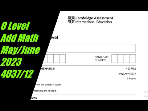 O Level Add Math Paper 1 4037/12 May/June 2023