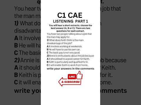 C1 Advanced (CAE) Listening 2024 exam - Part 1, listening practice #c1advanced #cae #learnenglish