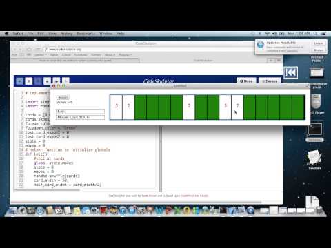 memory game written in Python from coursera