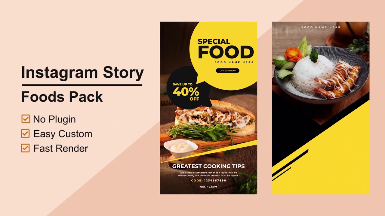 Foods Instagram Stories V04 | Adobe After Effects template Free download project