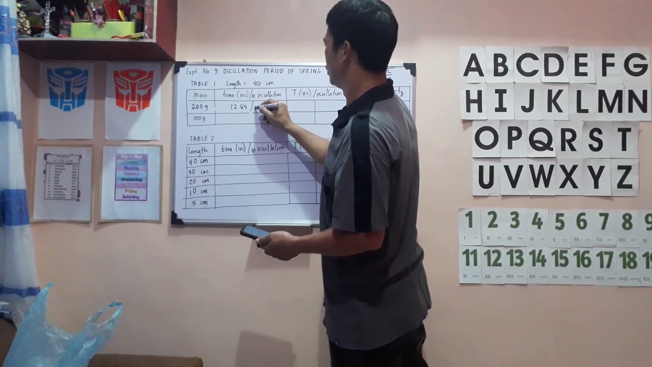 PHY01L, Expt 9, Oscillation Period of Spring Pendulum