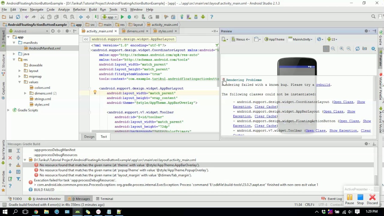 Android Floating Action Button Tutorial Part 1