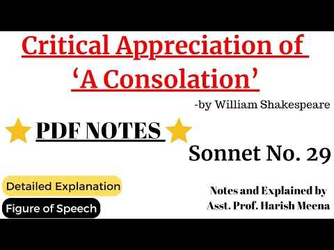 Critical Appreciation of ‘A Consolation’ (Sonnet 29) – William Shakespeare