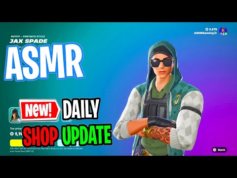 ASMR Fortnite Shop NEW Jax Spade skin! Daily Update Today 🎮🎧 Whispering 😴💤