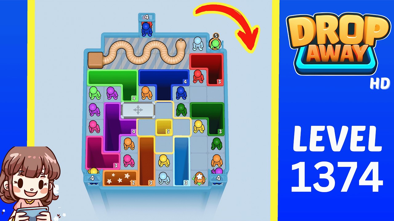 Drop Away Level 1374 Solution Walkthrough