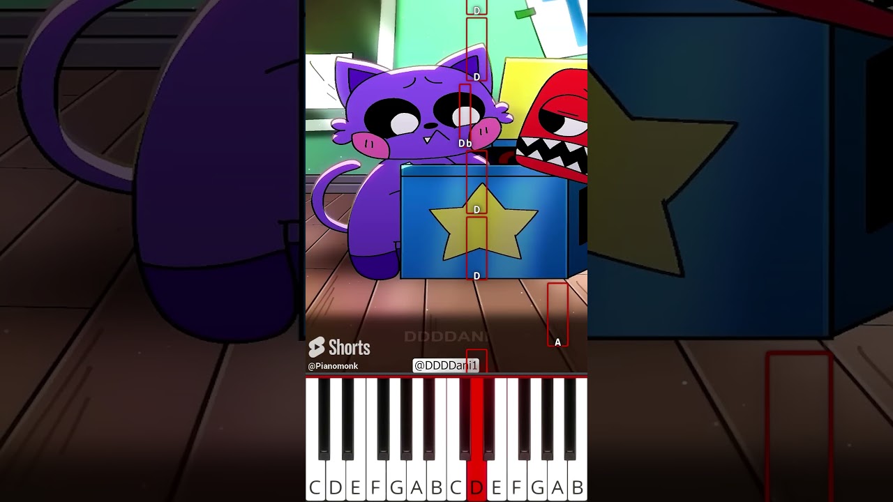 Catnap Playing With Red Dot | Miss Delight (@DDDDani1) - Octave Piano Tutorial