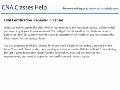 CNA certification in Kansas