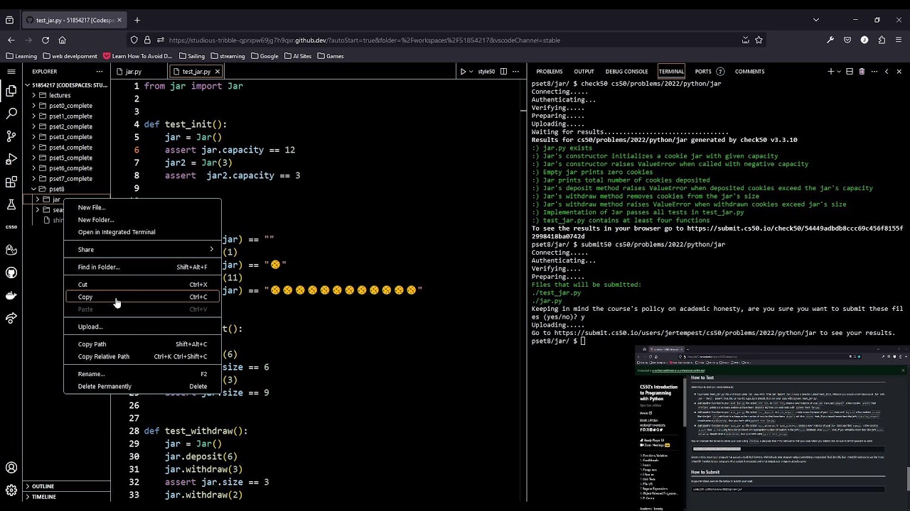 CS50P - Problem Set 8 - Cookie Jar - Dec 2023