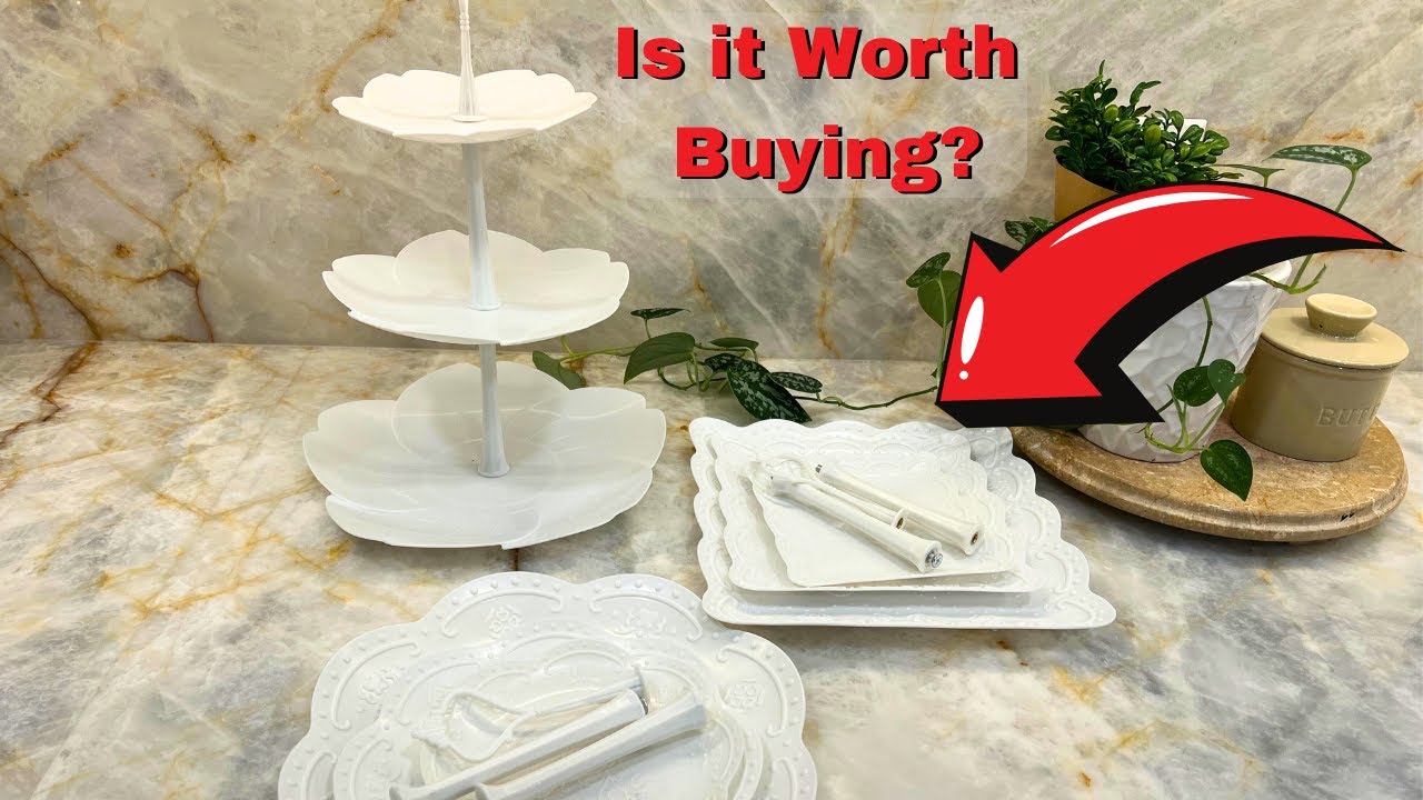 Tosnail 3 Pack 3 Tiers White Plastic Cupcake Stand Dessert Stand Tiered Serving Trays - Round,