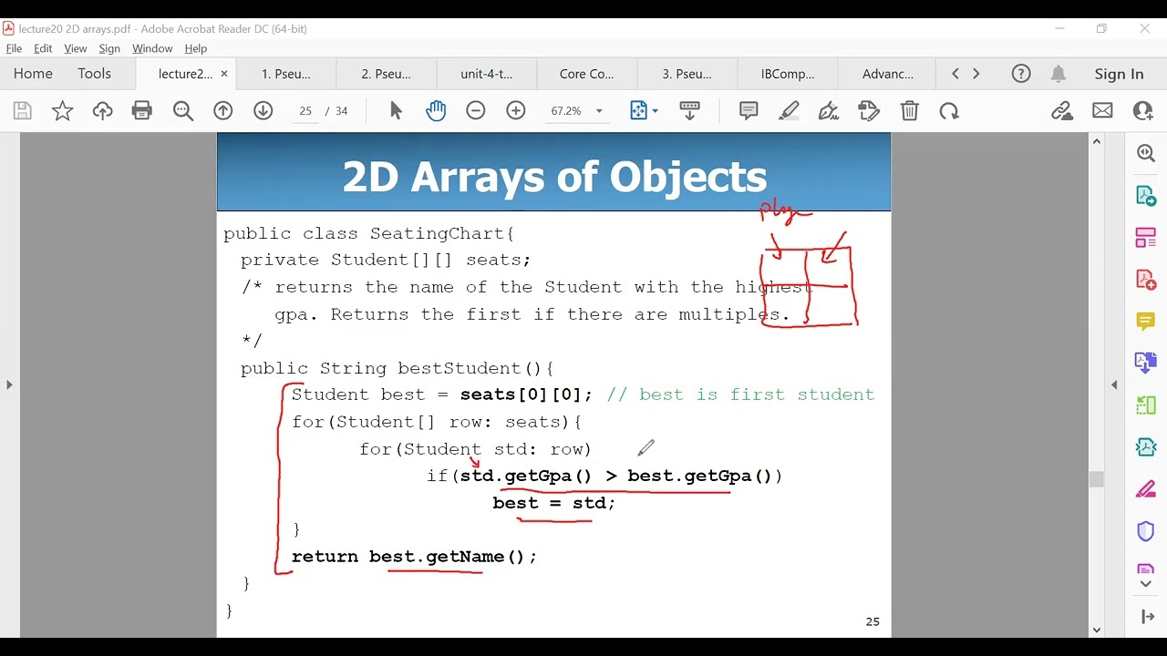 Java Programming AP CS A: Implementing 2D Arrays & Finding the Best Student by GPA Part 32 | Part 2