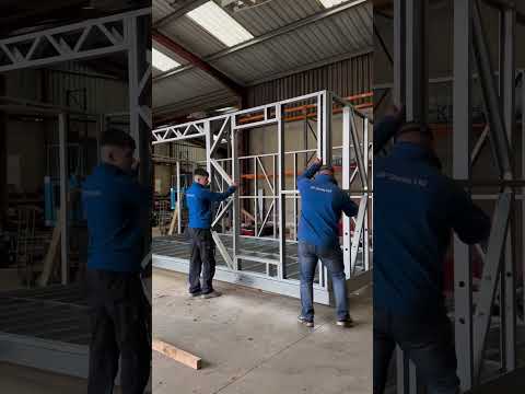 Steel frame going up for a new Modular Pod underway here at DF Sheds Ltd 👷🏻♂️☝🏻