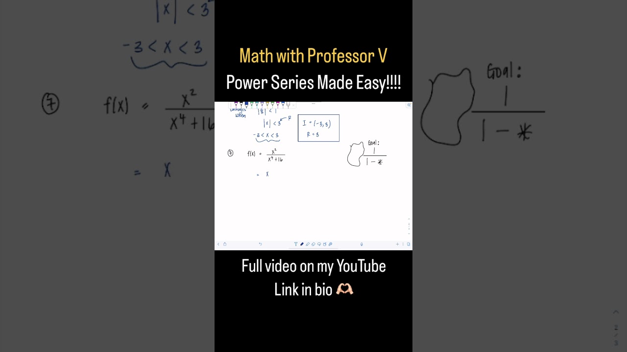 Power Series MADE EASY! Best explanation! Become a BOSS at Power Series! Math with Professor V