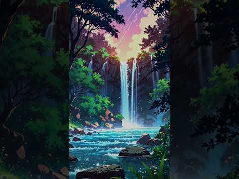 Viral 4K Anime Nature Wallpaper 🌿 | Studio Ghibli Inspired Waterfall & Forest Scene 3