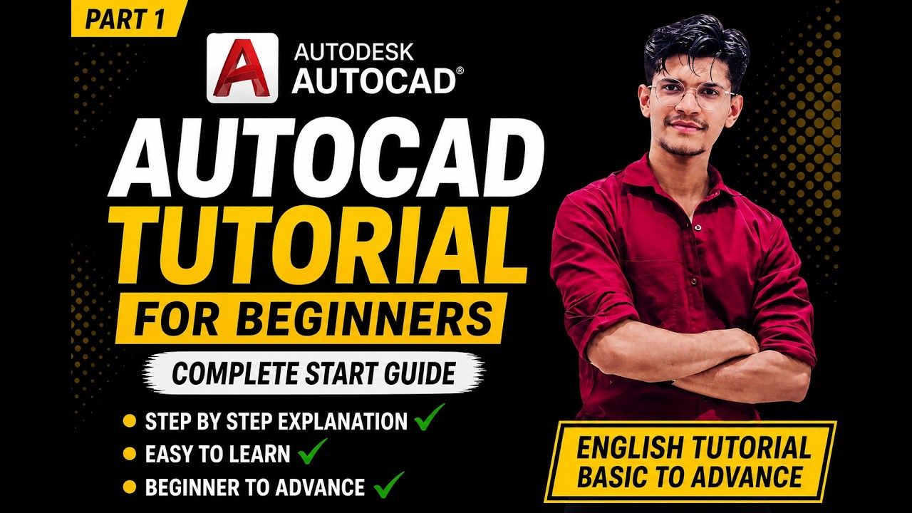 AutoCAD Tutorial for Beginners (ENGLISH) | Complete Start Guide | Part 1